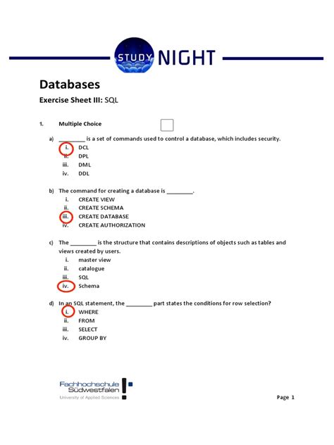 Exam Preparation Part Iii Sql Pdf Table Database Information Science