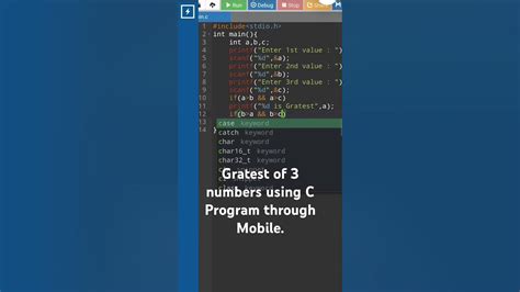 Gratest Of 3 Numbers Using C Program Through Mobile Telugucoder12 Gratestof3numbers