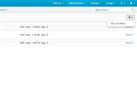Live Exchange Rates Add On