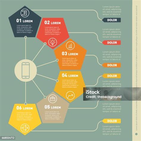 여섯 옵션 비즈니스 프리 젠 테이 션 개념 마인드 맵 정보 차트 또는 다이어그램의 웹 서식 파일입니다 아이콘이 설정 된 보고서의 일부입니다 기술 또는 교육 프로세스의 인포