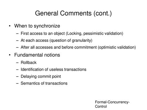 General Comments Information Needed By Concurrency Controllers Ppt Download