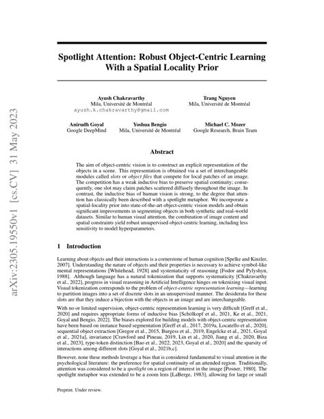 pdf spotlight attention robust object centric learning with a spatial locality prior