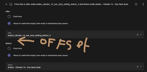 wth can t we add an offset for the time condition but we can add an
