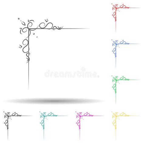 Vintage Corner Elements Multi Color Style Icon Simple Thin Line