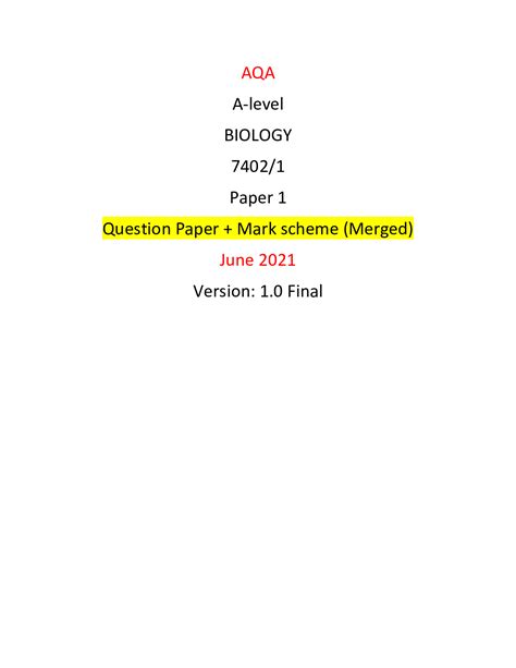 A Level Physics A Level Biology Biology Aqa Physics Paper Marking Scheme Study Course