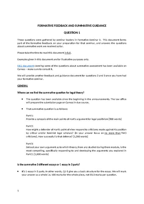 Formative Feedback And Summative Guidance Q1 Formative Feedback And
