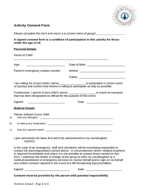 Sample Activity Consent Safeguardingchurch Of Ireland Doc Template Pdffiller
