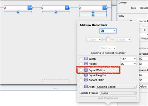 objective c osx how to have three controls textbox or popup or combobox of same width