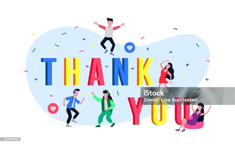 다채로운 감사 당신에게 텍스트 기호 배너 프리젠 테이션 전단지를위한 디자인 소셜 미디어 계정 축하합니다 화려한 색종이로 사람들을