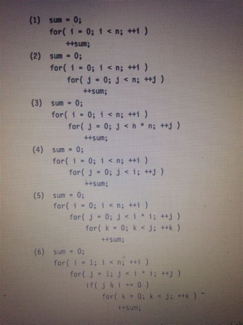 Solved 7 For Each Of The Following Six Program Fragments A