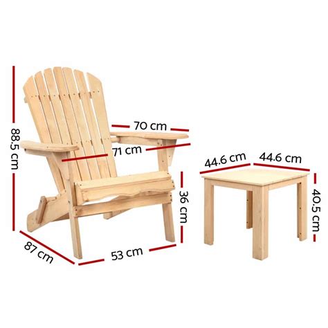 Gardeon 3pc Adirondack Outdoor Table And Chairs Wooden Foldable Beach