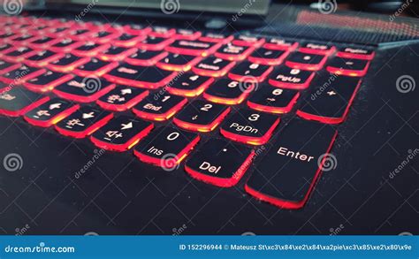 Red Illuminated Notebook Keyboard Stock Photo Image Of Games Illuminated