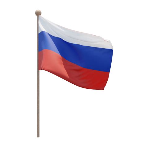 Russia 3d Illustration Flag On Pole Wood Flagpole 11234248 Png