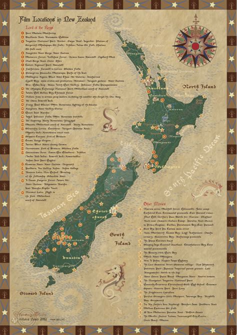 New Zealand Film Locations Map Lord Of The Rings