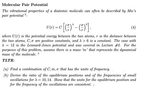 Molecular Pair Potential The Vibrational Properties
