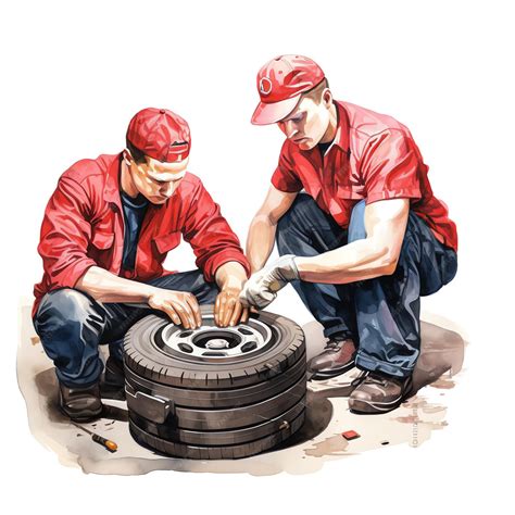 Hermosa Tripulación De Race Car Pit Cambiando Neumáticos Acuarela Clipart Ilustración Foto Premium