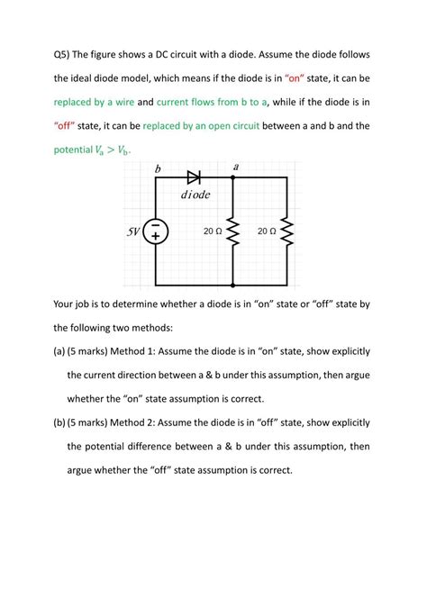 Solved Q The Figure Shows A DC Circuit With A Diode Chegg Com