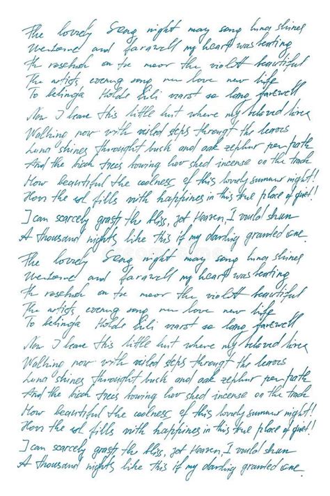Handgeschreven Brief Latijnse Tekst Lorem Ipsum Handschrift Kalligrafie Stock Foto Afbeelding