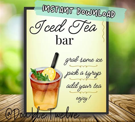 Iced Tea Bar Station Sign Summer Party Event Drink Table Sweet Tea