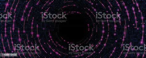วงกลมแห่งอนาคตของอนุภาคเรืองแสงสีม่วงและสีน้ําเงิน คลื่นเสียงวงกลมดิจิตอลพร้อมไฟ การสร ภาพประกอบ