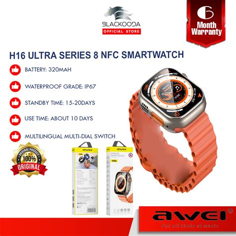 Awei Smart Watch H16 Ultra Series 8 Nfc Smartwatch Men Women Bluetooth Call Waterproof Wireless