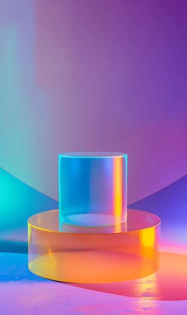 Layered Plexiglass Sheets Podium With A Modern And Colorful Elegant