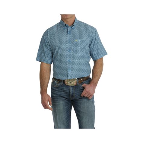 Cinch Mens Geometric Print Blue Western Shirt