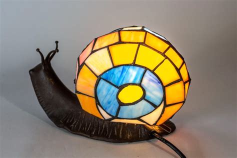 Table Lamp Tiffany Style Snail Lamp Colored Leaded Glass