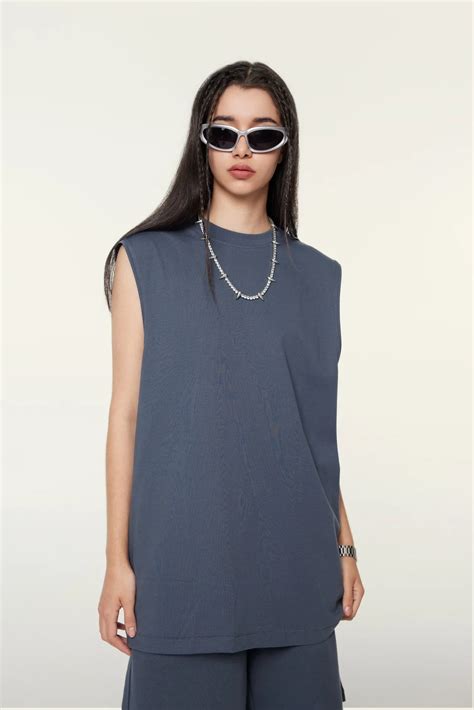 230gsm Unisex Ice Feel Cooling Solid Color Crew Neck Tank Top