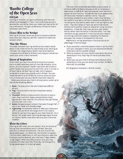 9 Sea Subclass Ideas Dnd Classes Dungeons And Dragons Homebrew Dnd