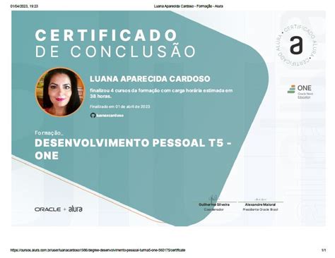 Luana Cardoso 👩🏻‍💻 No Linkedin Oracle Desenvolvimento Alura