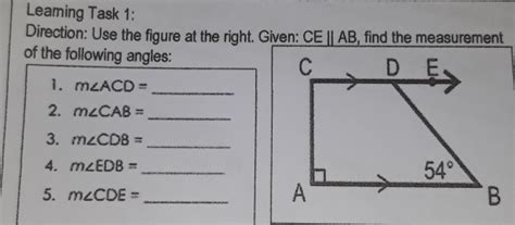 Solved Leaming Task 1 Direction Use The Figure At The Right Given