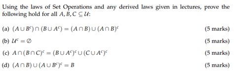 Solved Using The Laws Of Set Operations And Any Derived Laws Chegg Com