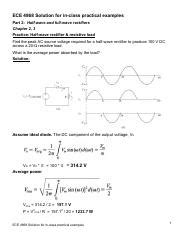 Part Examples Sol Half Full Wave Rectifiers Pdf ECE Solution For In Class