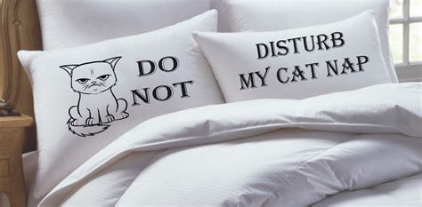 Cat Nap Pillowcase Set Kitty Cat Design Pillow Case Set Cat Etsy