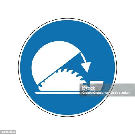 공구에 보호 덮개가 있는 표시입니다 필수 기호입니다 둥근 파란색 기호입니다 부상으로부터 보호하기 위해 보호 덮개를 사용하십시오 톱니 디스크가있는 원형 톱 안전 규칙을