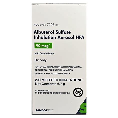 Albuterol Sulfate Inhaler Hfa 90 Mcg 200 Metered Inhalations