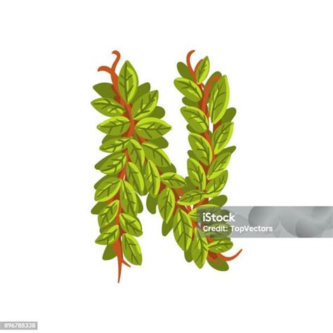 편지 N 영어 알파벳의 나뭇가지 기치 카드 라벨 프레 젠 테이 션 또는 포스터 벡터 일러스트 레이 션에 대 한 생태 요소 0명에 대한 스톡 벡터 아트 및 기타 이미지