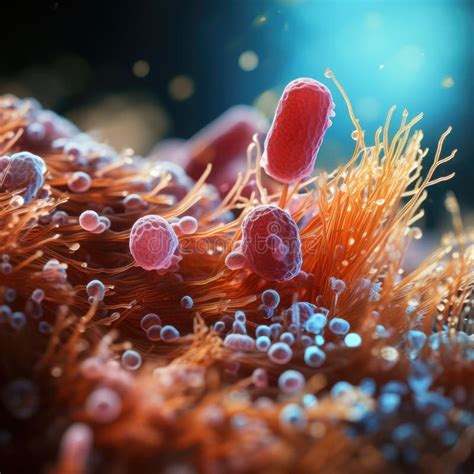 Bacteria Cells Close Up Under A Microscope Enlarged Bacterial Rods