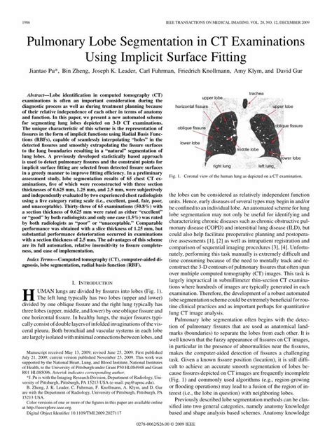 Pdf Pulmonary Lobe Segmentation In Ct Examinations Using Implicit