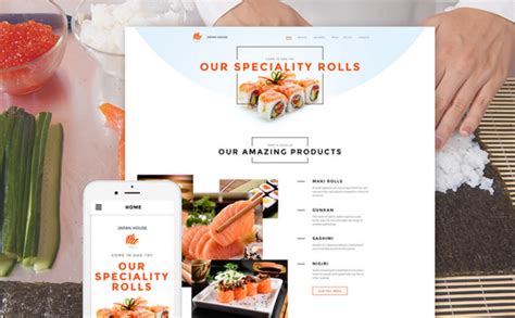 Sushi Bar Responsive Website Template Idevie