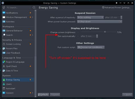 Turn Off Screen Option Dissapeared And Not Wokring After Plasma 602