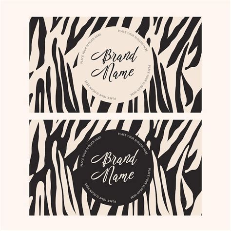 Visitekaartjes Set Met Zebrahuidprint En Logolabel Premium Vector