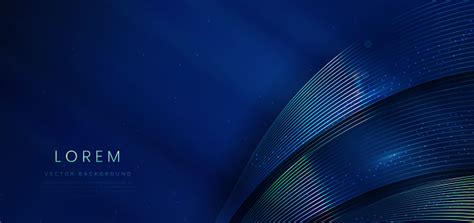 짙은 파란색 배경에 우아한 빛나는 곡선과 조명 효과와 텍스트를위한 복사 공간으로 반짝입니다 배경 주제에 대한 스톡 벡터 아트 및 기타 이미지 Istock