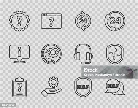 물음표 음성 거품 텍스트 도움말 전화 24 시간 지원 손에 설정 질문 방패 및 아이콘과 라인 클립 보드를 설정합니다 벡터 24에 대한 스톡 벡터 아트 및 기타 이미지
