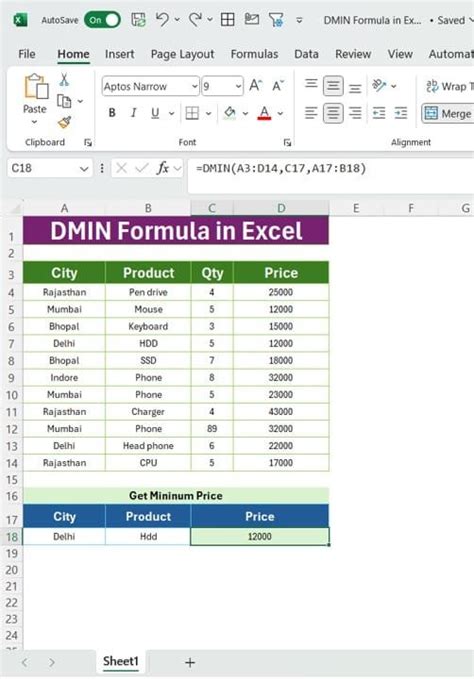 Dmin Formula In Excel With Examples Pk An Excel Expert
