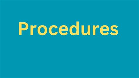 Procedures Youtube