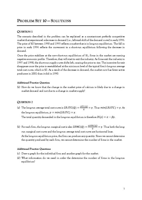 Problem Set 10 Solutions 1 PROBLEM SET 10 SOLUTIONS QUESTION 1 The Scenario Described In