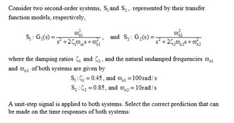 Solved Consider Two Second Order Systems S1 And S2