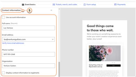 Set Up Your Event Basics